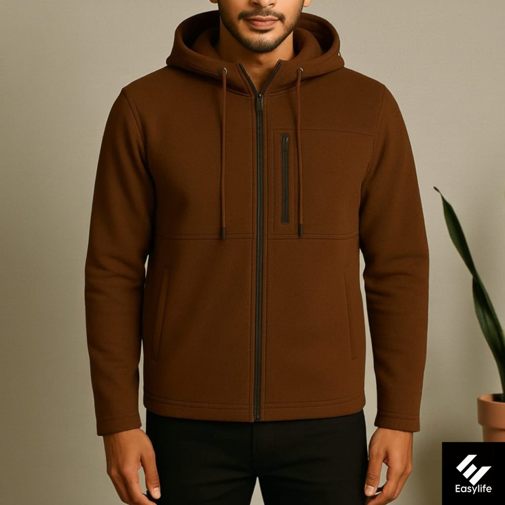Men's Arms Full Zip Hooded Jacket - Dark Brown – Easylife