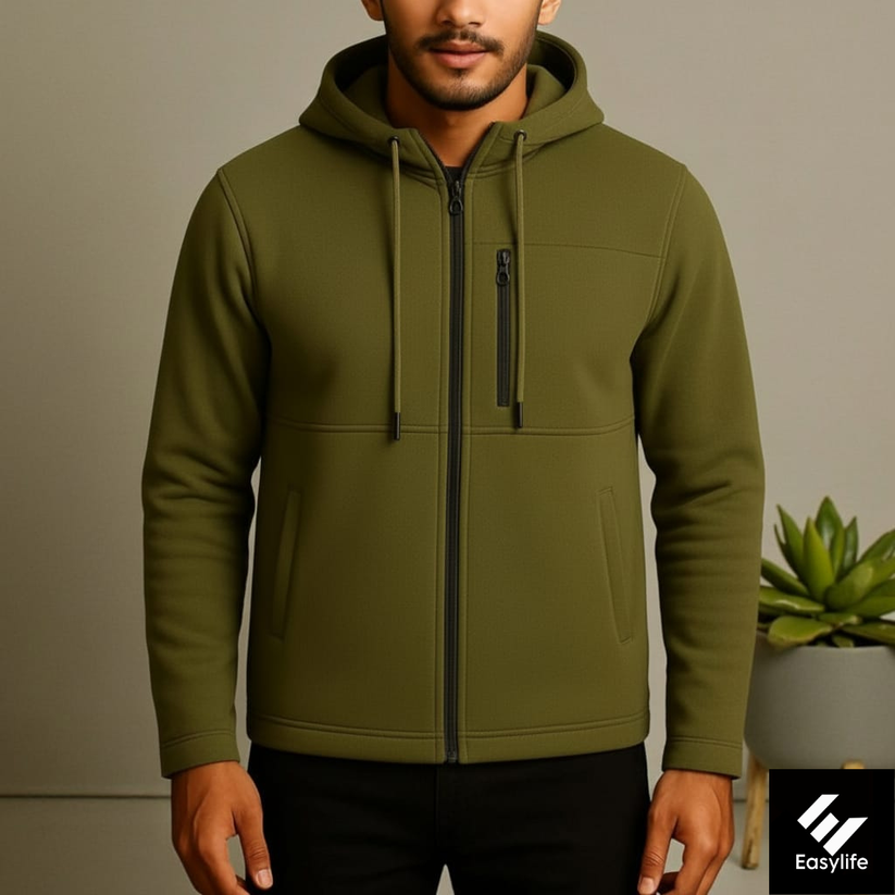 Men's Arms Full Zip Hooded Jacket - Olive – Easylife